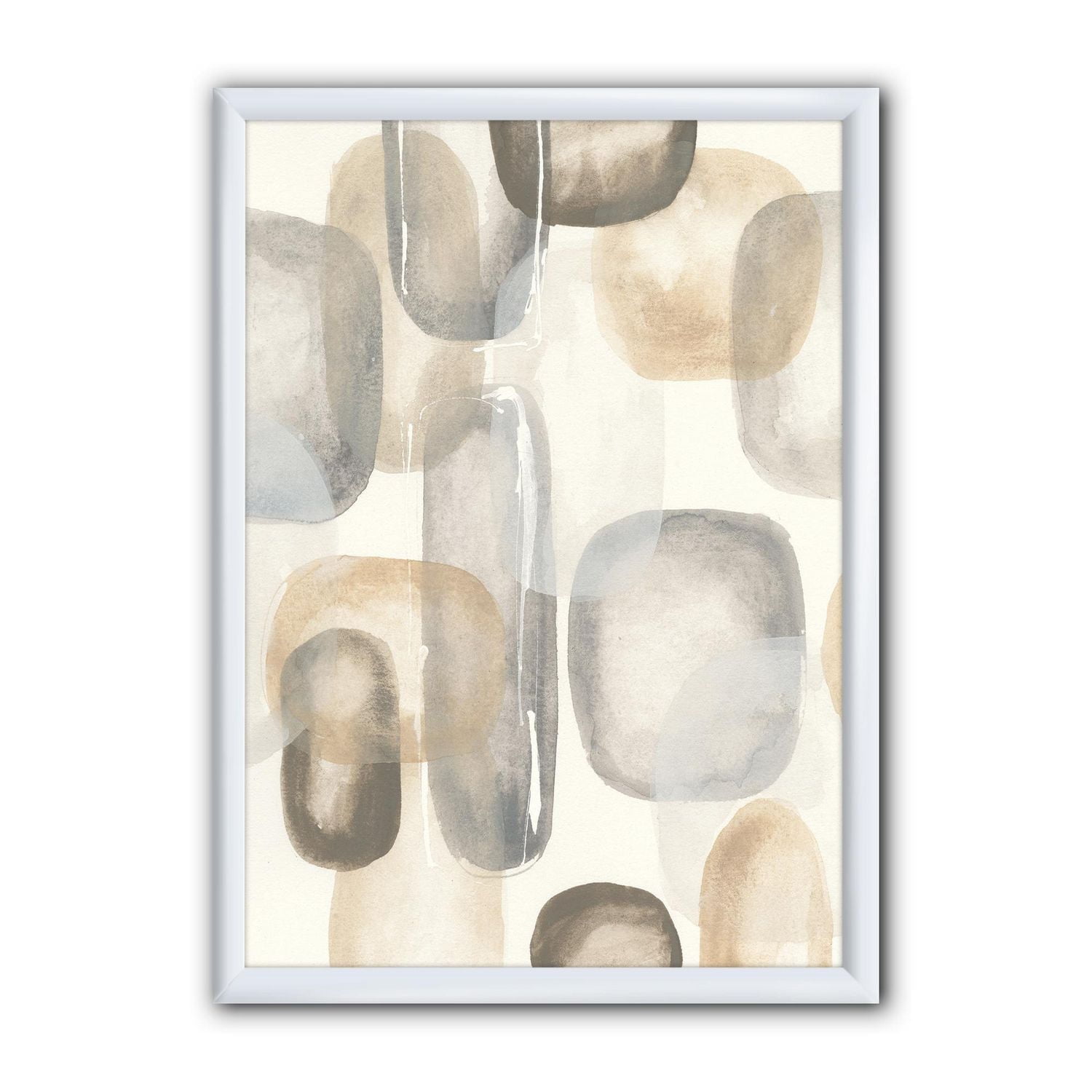 Click here for Designart Neutral Oval Grey Stones I Framed Wall A... prices