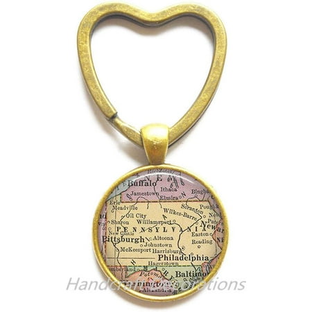 Charming Heart Keychain,Pennsylvania map Key Ring, Pennsylvania Key ...