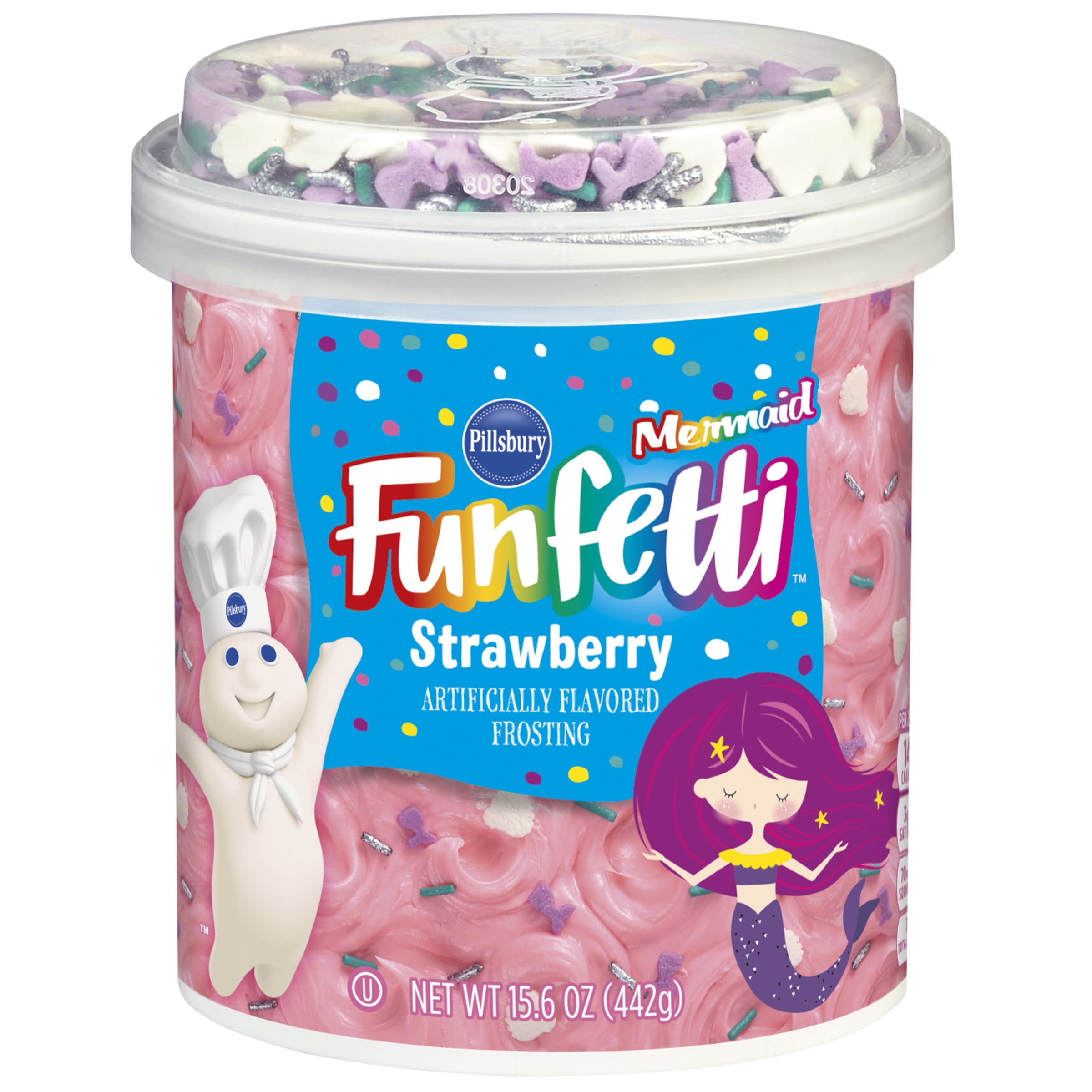 Pillsbury Funfetti Mermaid Strawberry Flavored Frosting, 15.6 oz Tub ...