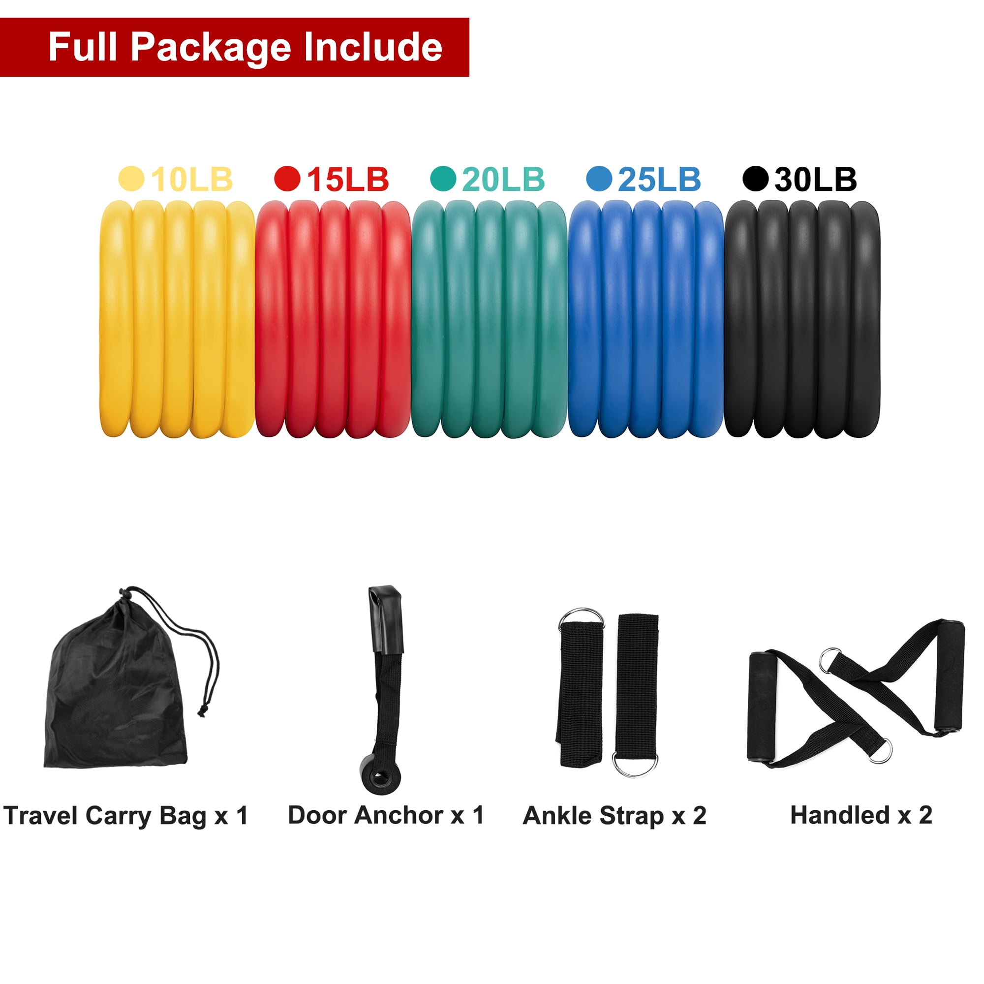 SHCKE Exercise Resistance Bands Set 11Pcs Fitness Workout Bands ...