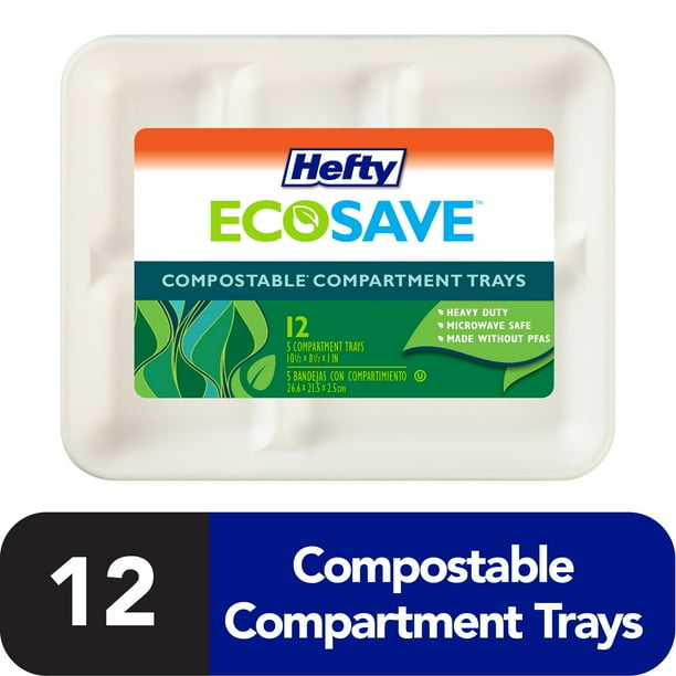 Hefty ECOSAVE Compostable 5-Compartment Paper Trays, 12 Count - Walmart.com