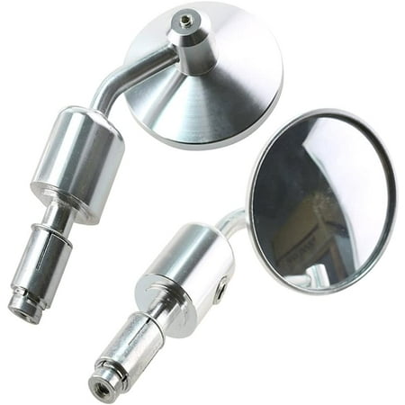 Round Bar End Motorcycle Convex Mirrors 7/8" Handle Bars Side Rear View ...