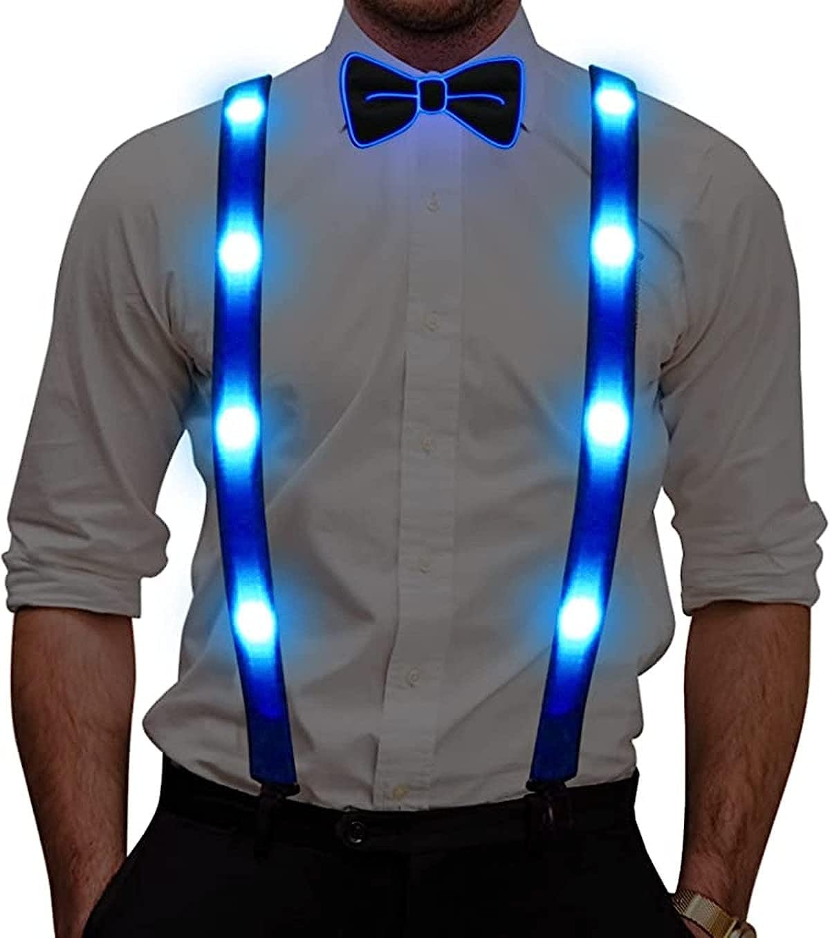 LINLIN LED Suspenders, Bow Tie and Suspenders Set, Adjustable Y Shape ...
