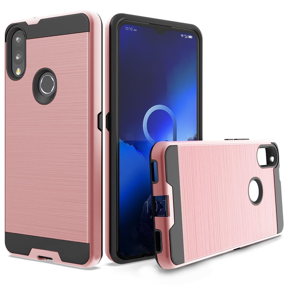 Alcatel 3V 2019 / 5032W Hybrid Metal Brushed Shockproof Tough Case ...