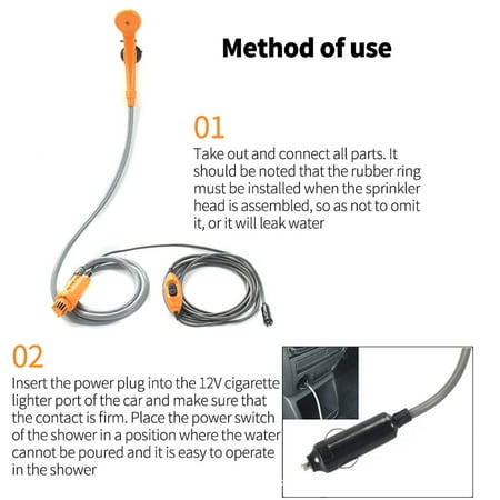 DC12V Cigarette Lighter Shower Kit Car Shower Electric Electric Shower ...