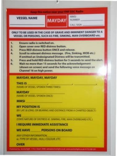 VHF DSC Mayday Procedure Card - Walmart.com