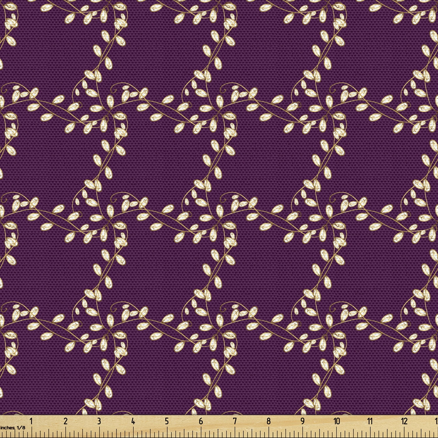 Garden Fabric by the Yard, Botanical Swirly Leafage Branches Curling ...