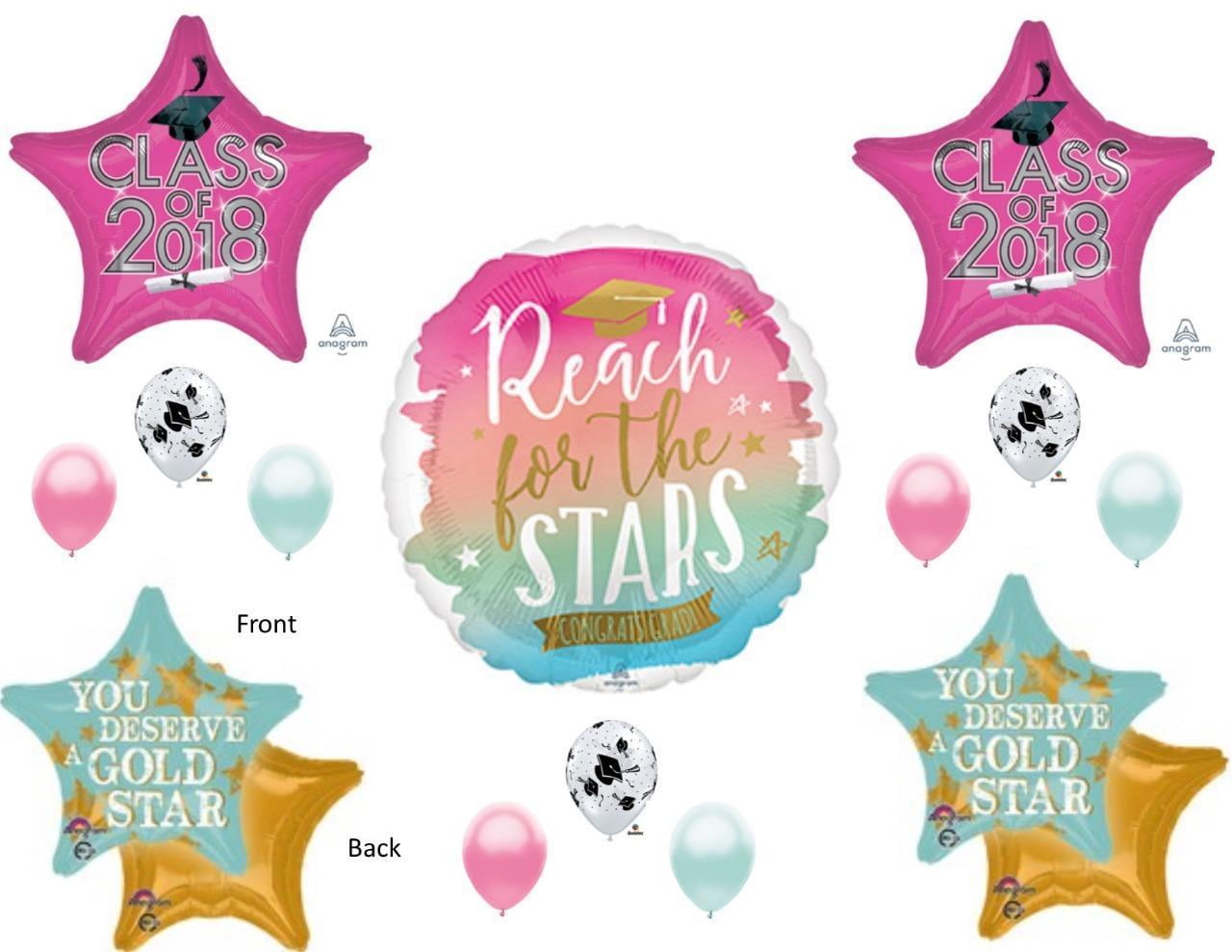 Reach For The Stars CLASS OF 2018 Pink & Gold Graduation Party Balloons ...
