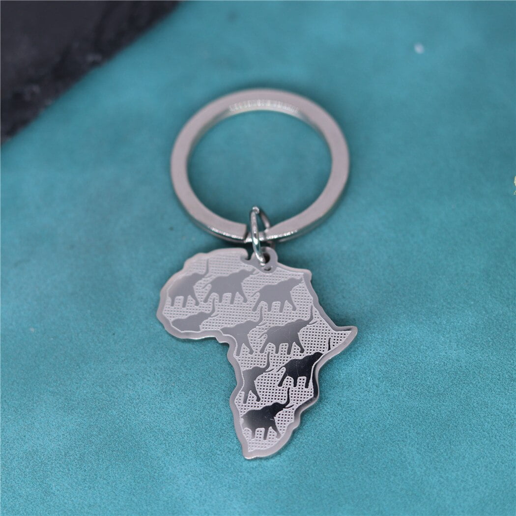 Africa Map Keychain Flag Totem Symbol Animal Elephant Pendant Key Chain ...