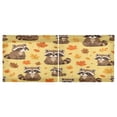 27"x24" Tier Curtains 2 Panels Sweet Raccoons Fall Pattern Semi Sheer ...