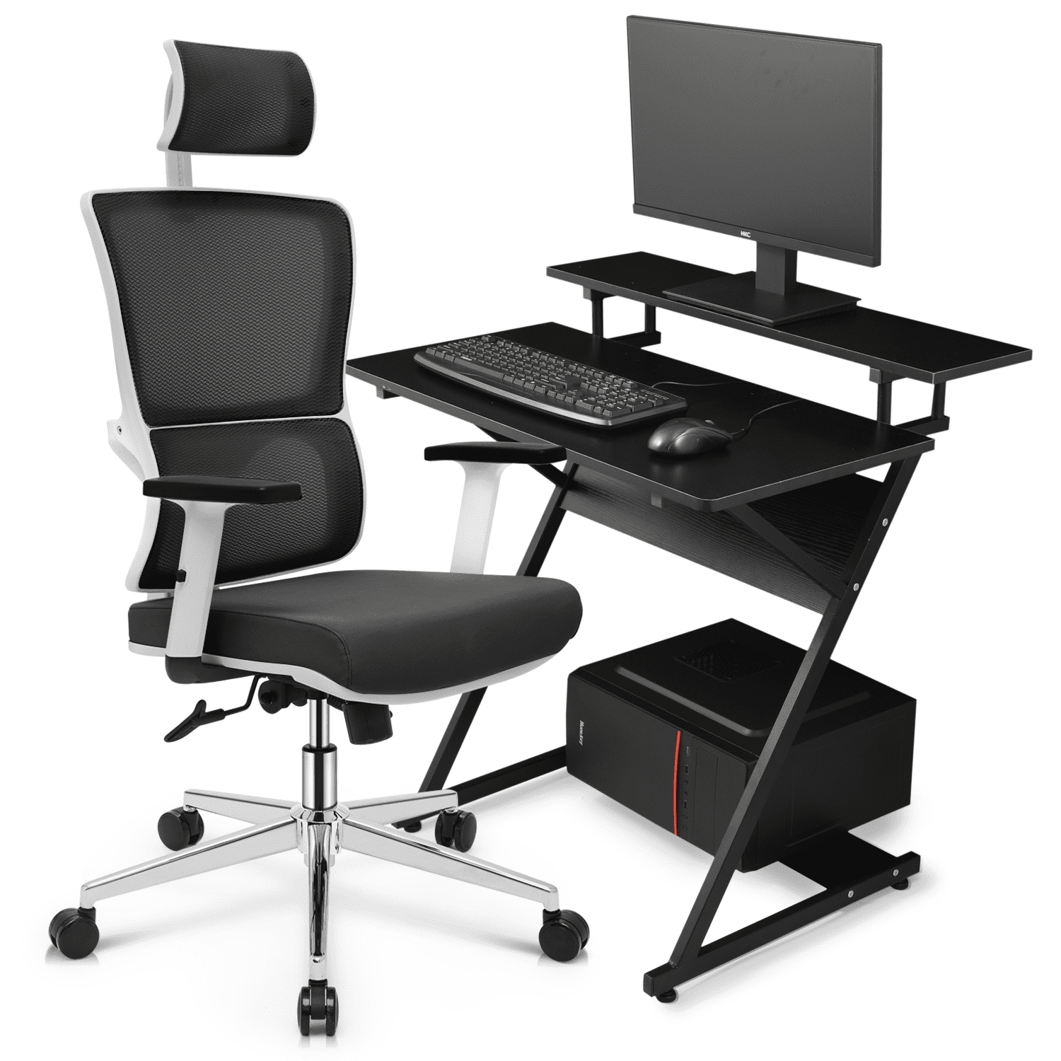 Magshion Computer Desk & Chair Set, Adjustable Height Rolling Office ...