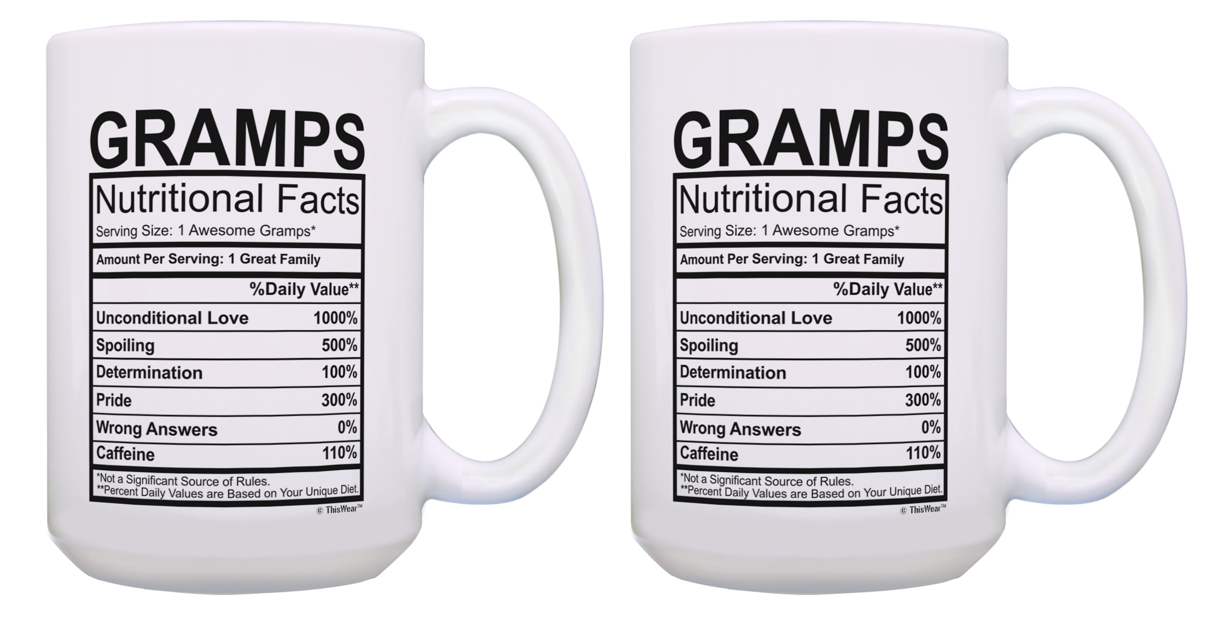 ThisWear Grandpa Gift Set Gramps Nutrition Facts Gramps Mug 2 Pack Gift ...