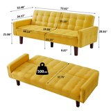 Aukfa 74" Square Arm Futon Convertible Sofa Bed for Home Office, Button ...