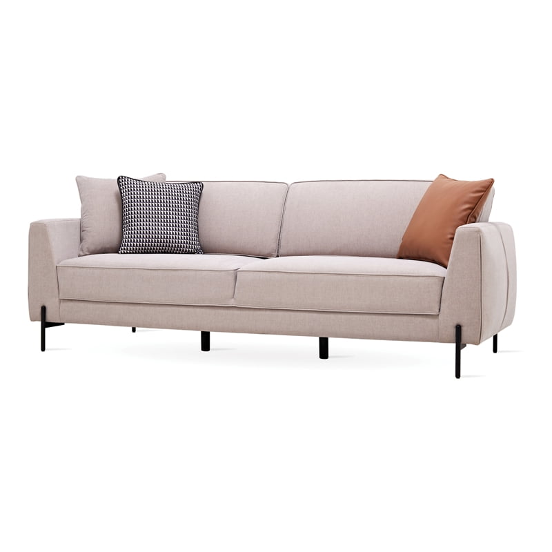 Enza Home Dante 3-Seater Transitional Fabric Sofa in Cream/Black ...