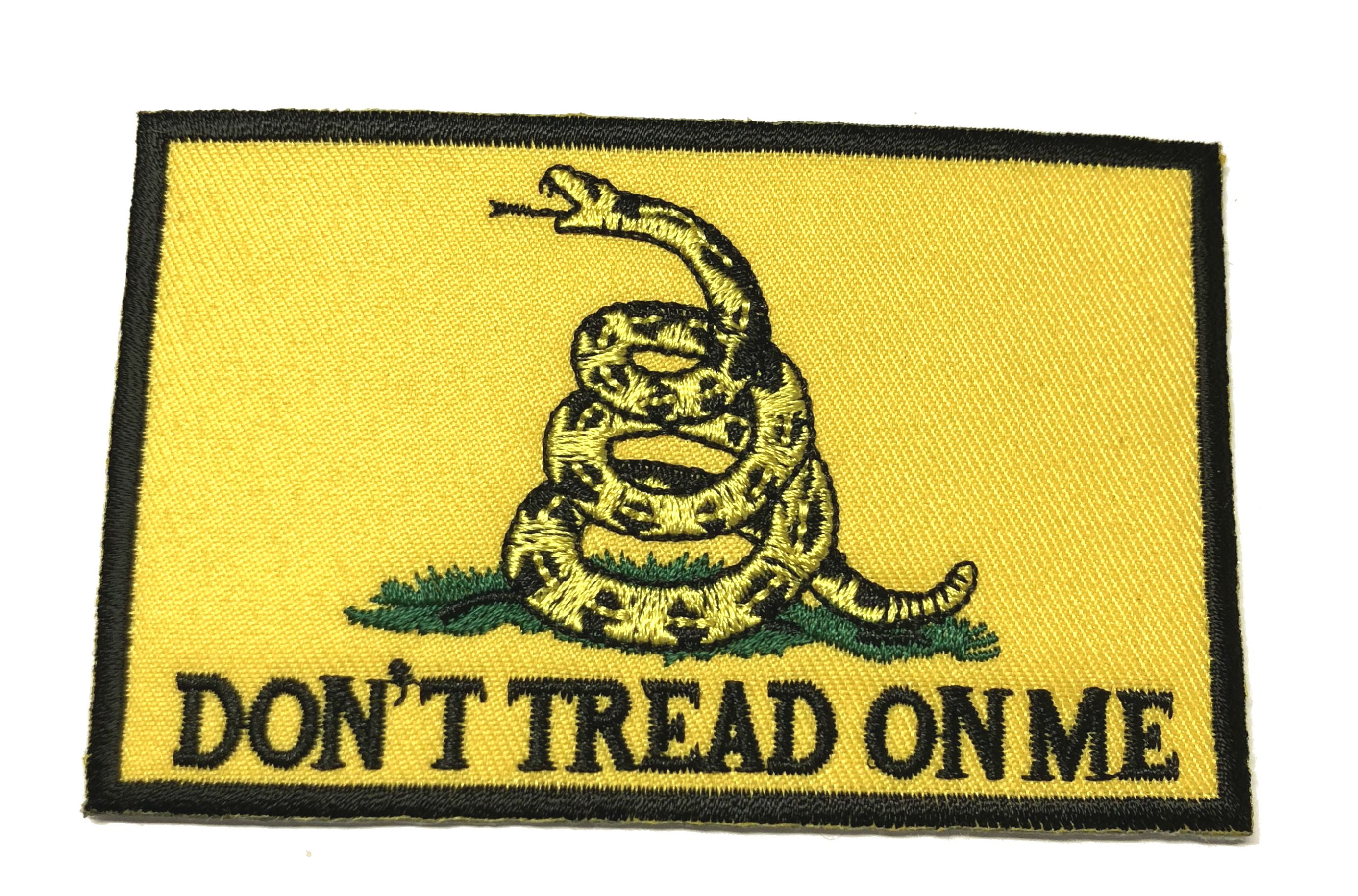 Gadsden Flag Black Border Embroidered Patch Iron/Sew-On Applique Biker ...