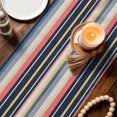 Blue Red Yellow Striped Table Runner Linen Burlap Table Runner 48 ...