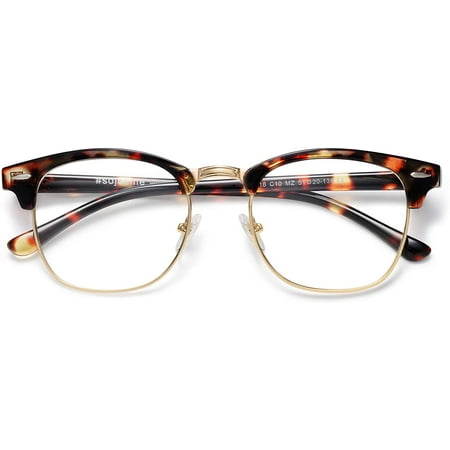 Retro Semi Rimless Blue Light Blocking Glasses Half Horn Rimmed ...