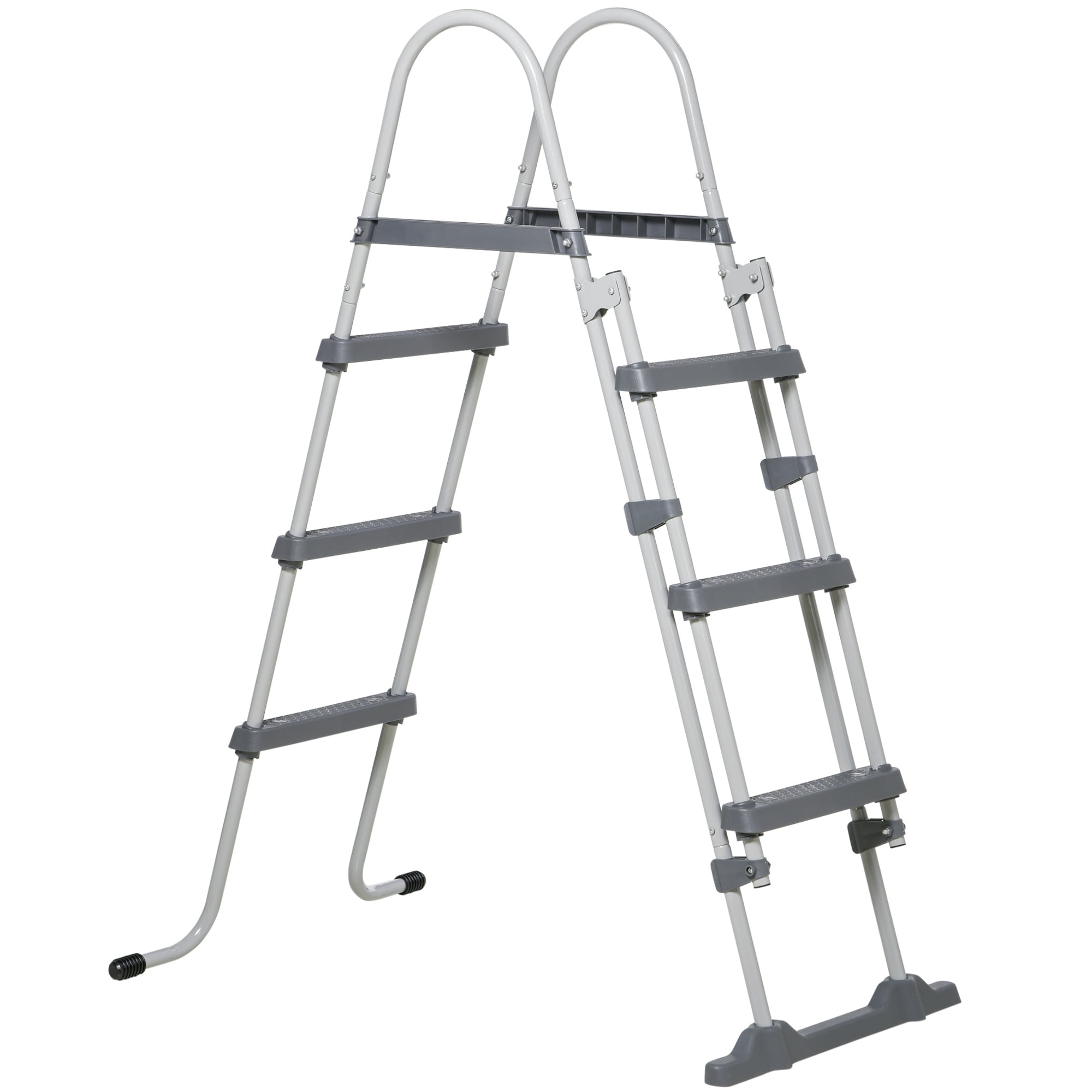 Outsunny Above Ground Swimming Pool Ladder with Flip Up Step Gray 59 ...