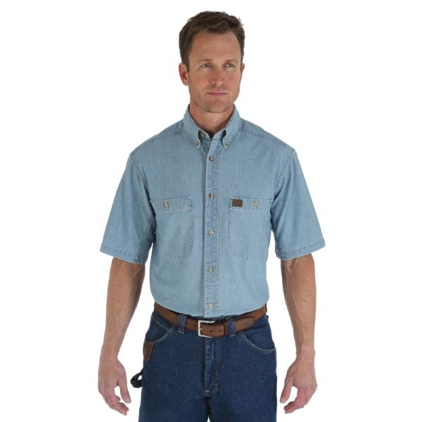 Wrangler Workwear 3W531 Chambray SS Work Shirt-Lt. Blue-M-19 - Walmart.com