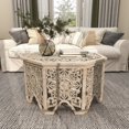 Free Shipping! DecMode 33x18 Light Gray Wood Handmade Carved Floral ...