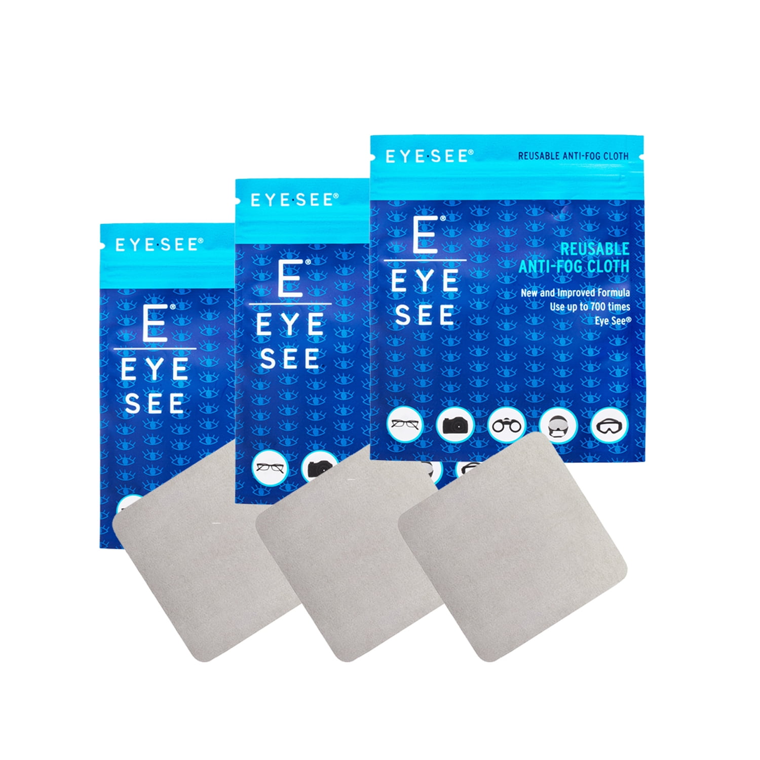 EyeSee Reusable Anti-Fog Cloth, Pack of 3 - Cleaning Cloth for Glasses ...