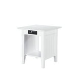 AFI Nantucket End Table with Charging Station, White, Solid Hardwood ...