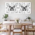 Black and Canvas Wall Art 3 Panels, White Frame Butterfly Sun Moon ...