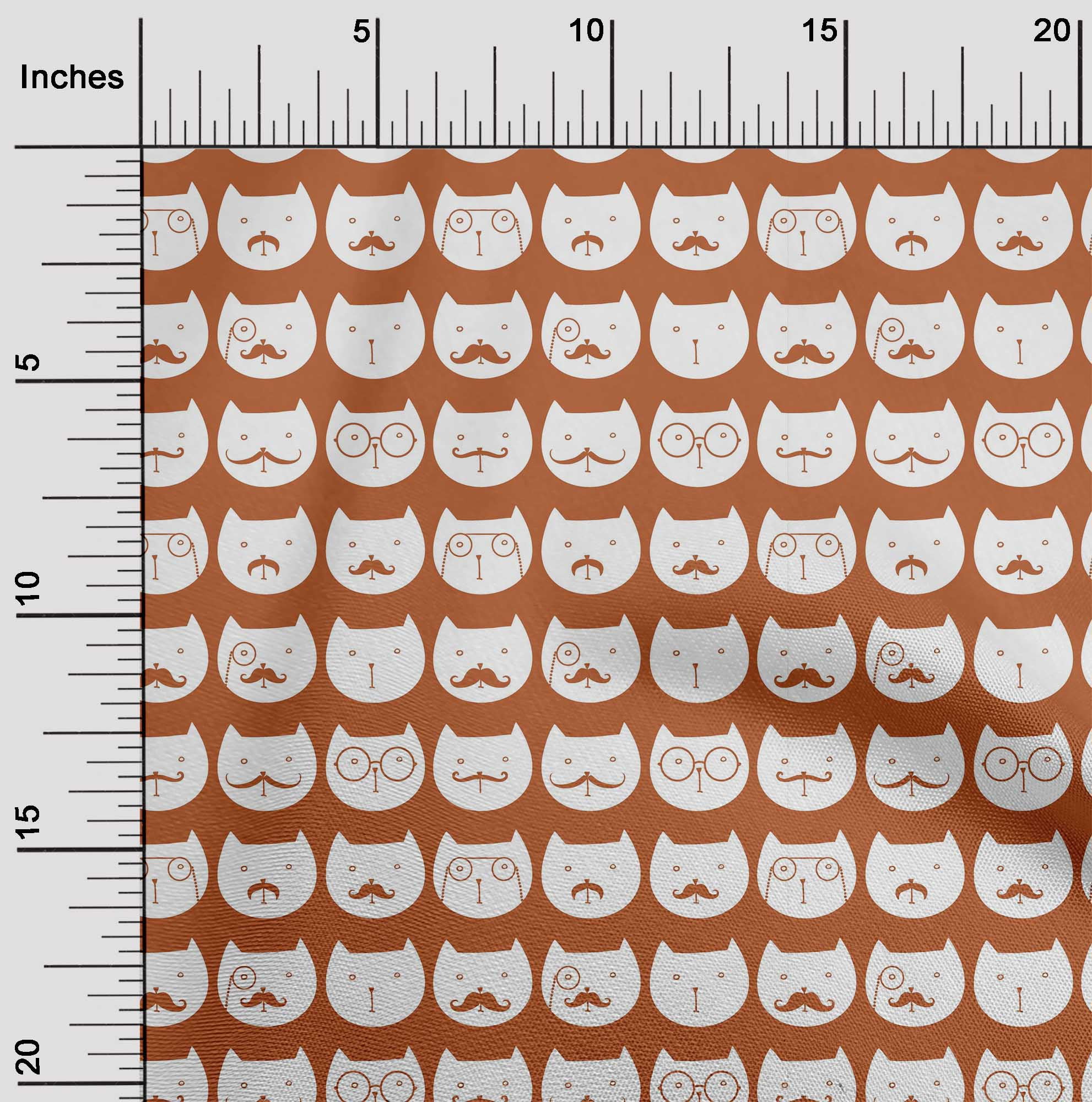 oneOone Viscose Chiffon Rust Brown Fabric Cat Face Animal Sewing ...