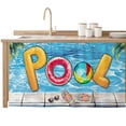 Blue Summer Pool Pantry Cabinet Curtains 28''x51'', Watermelon Swimming ...