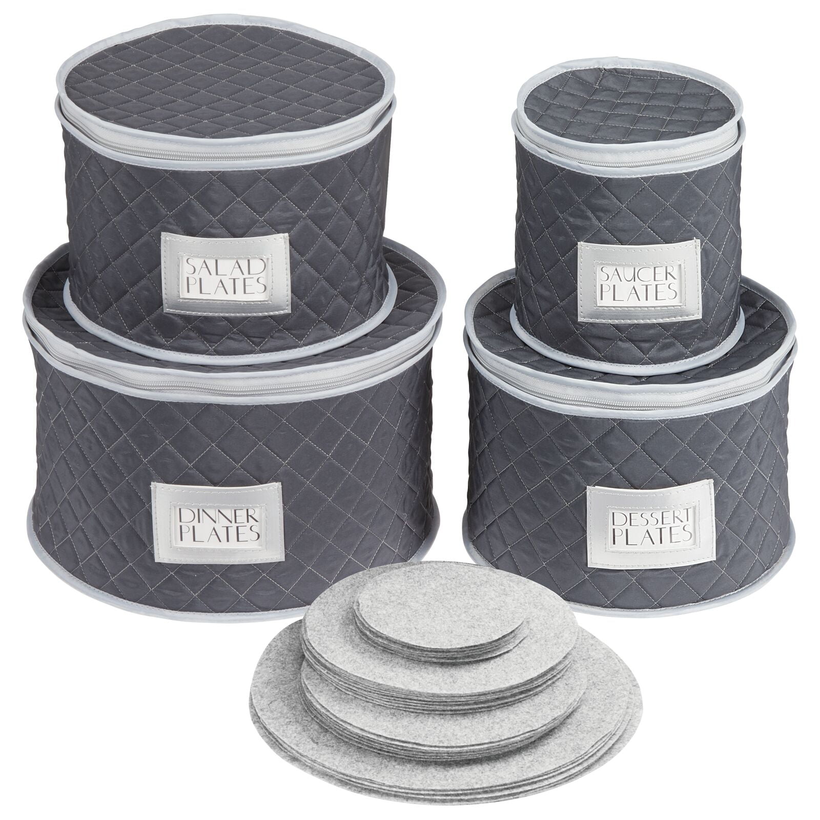 mDesign Quilted Dinnerware Storage 5 Piece Set for Protecting and ...