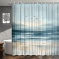 Abstract Beach Shower Curtain Oil Painting Ocean Sea Wave Seagull ...