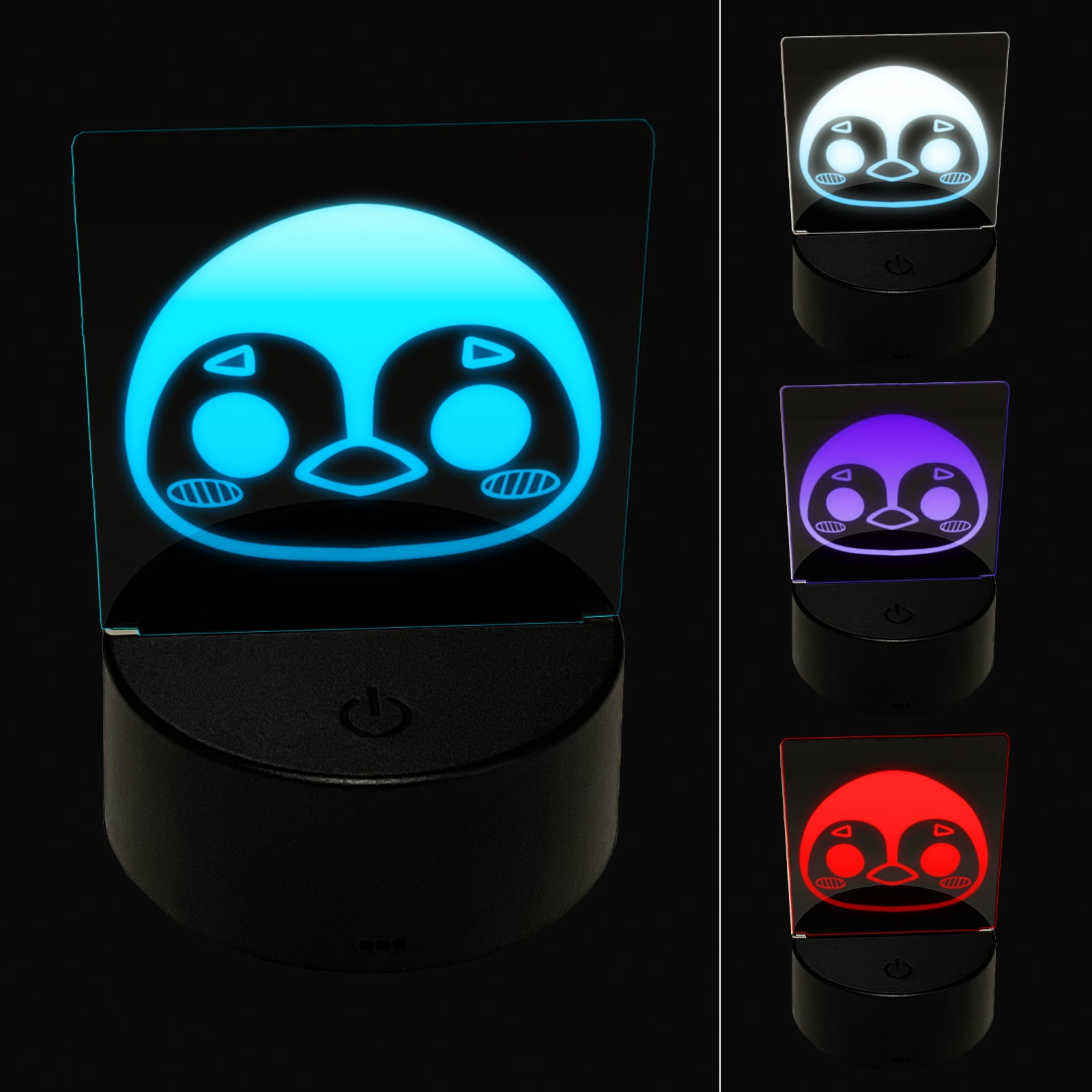 Charming Kawaii Chibi Penguin Face Blushing Cheeks LED Night Light Sign ...