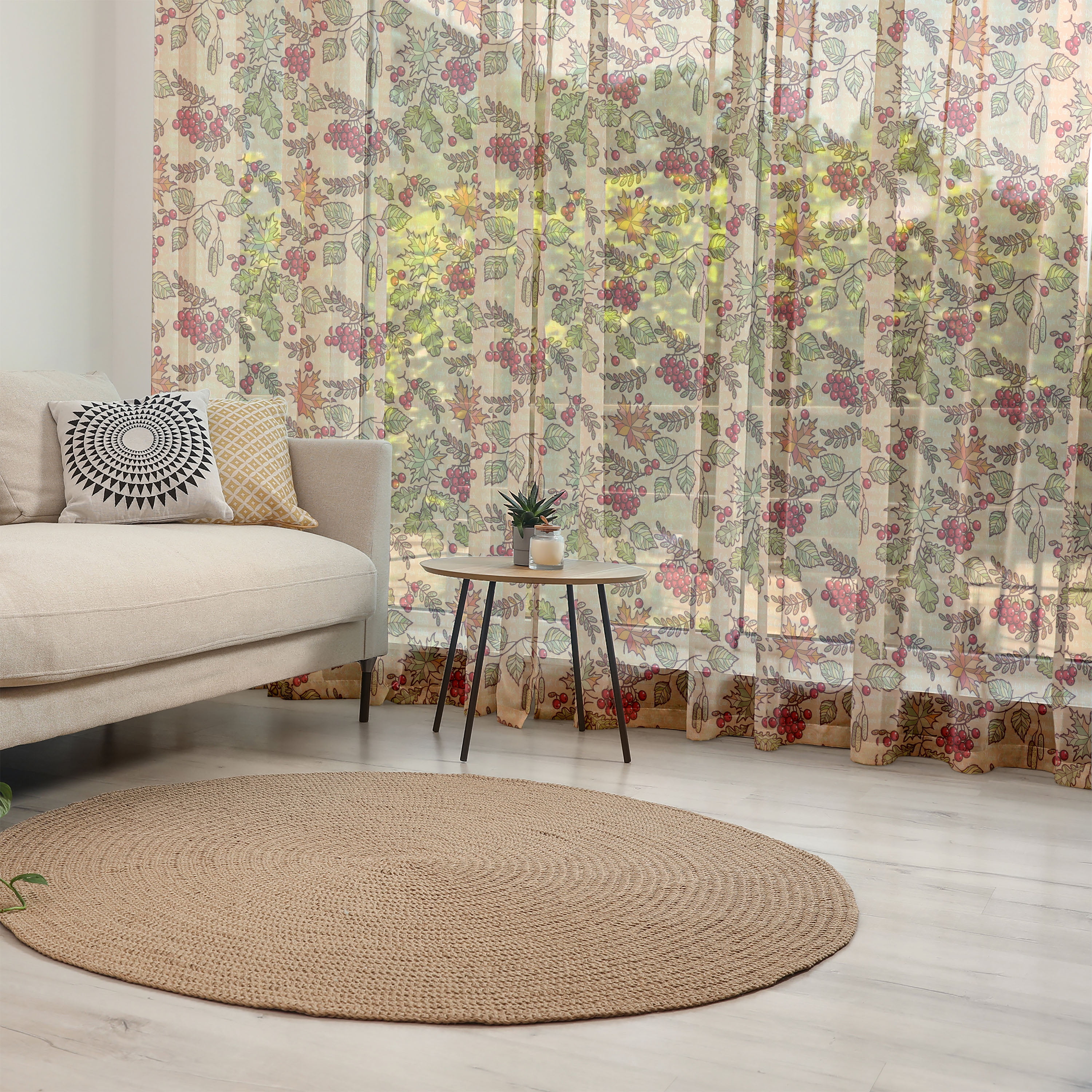 Nature Tulle Curtains with Rod Pocket, Rowan Maple Birch Oak Branches ...