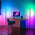55" RGB Metal Corner Lamp Minimalist LED Floor Lamp Black 2 Lamps Black ...