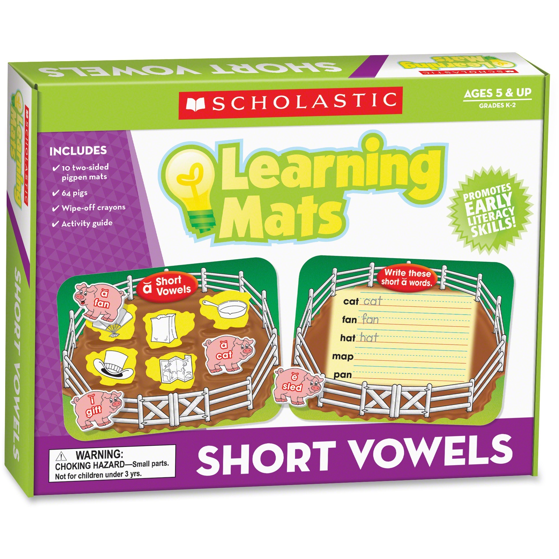 Scholastic Res. Short Vowels Learning Mats - Walmart.com