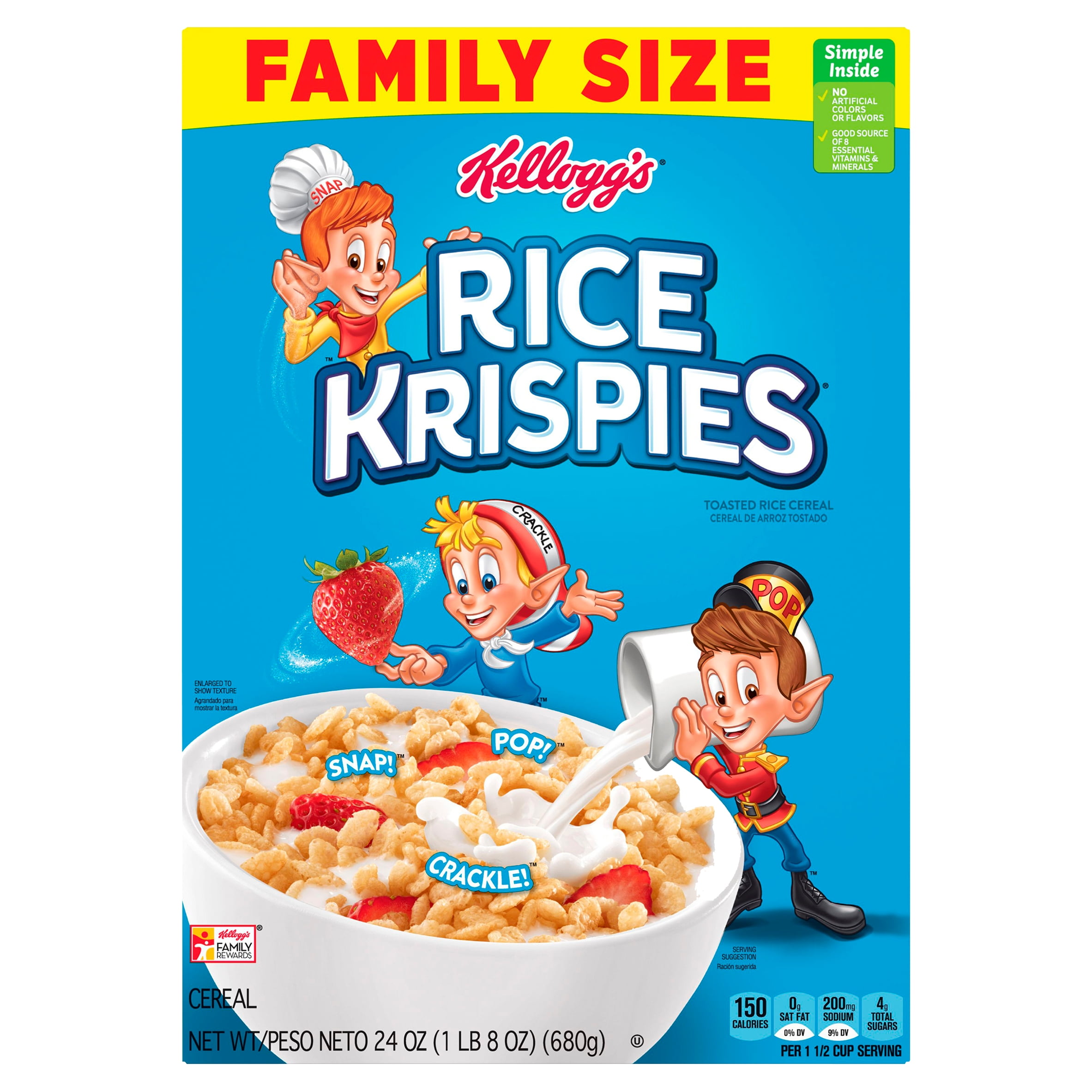 Kellogg's Rice Krispies Toasted Rice Cereal Family Size, 24 oz ...