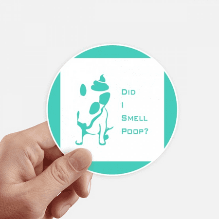 Playful Bull Terrier Smells Poop Sticker Round Wall Suitcase Laptop ...