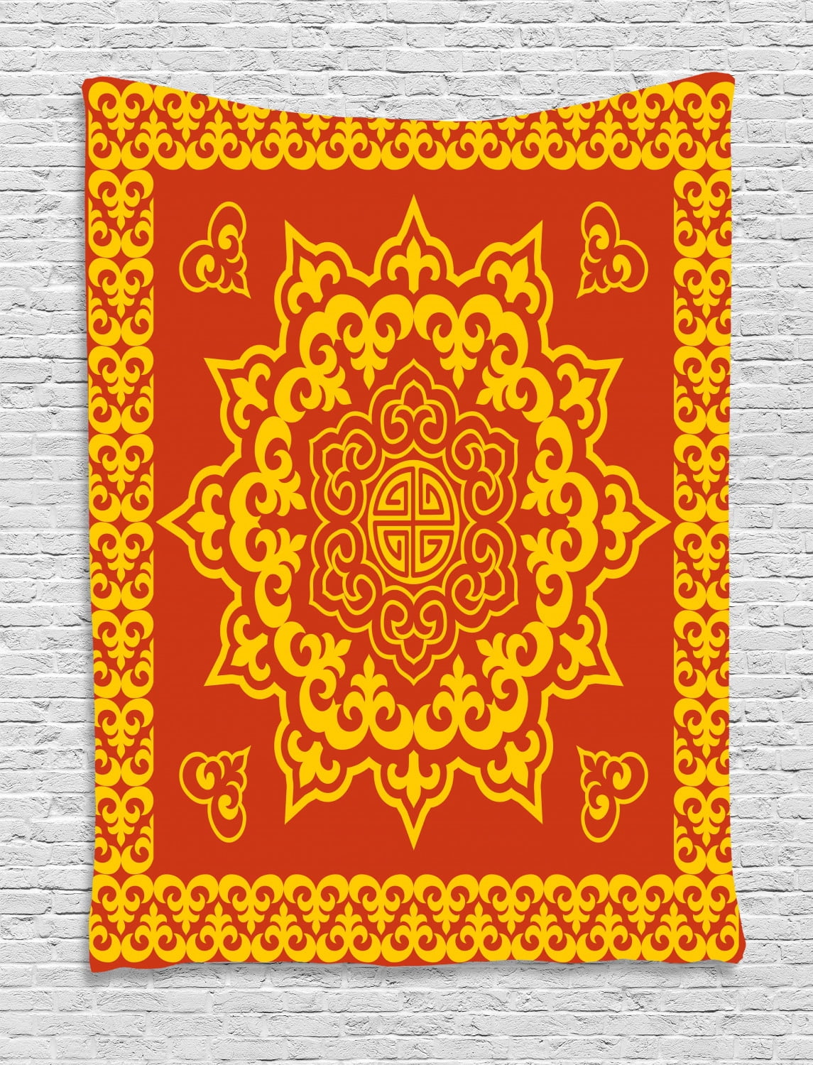 Mandala Tapestry, Oriental Round and Square Pointy Sacred Mongol ...