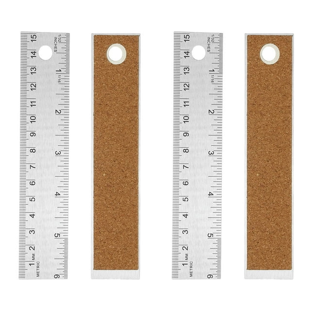 Stainless Steel Ruler Cork Backed, 2Pcs 6 Inch Straight Edge Ruler Non ...
