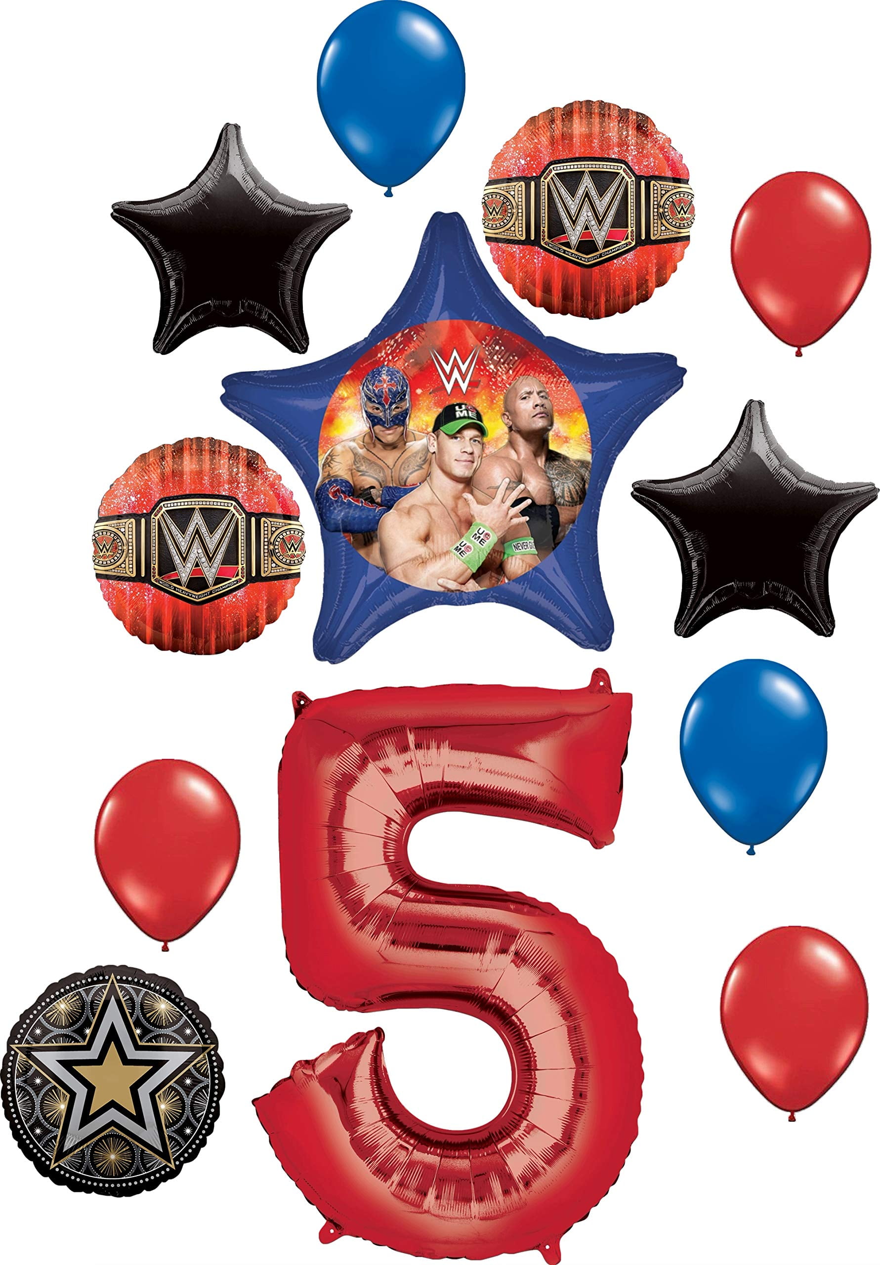 WWE Party Supplies 5th Birthday Balloon Bouquet Decorations - Walmart.com
