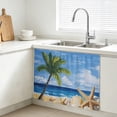 Beach Palm Cabinet Curtains Tree Summer Ocean Blue Sky Oil Painting ...