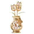 Matashi Goldplated Crystal Tulips with Butterfly in a Vase Tabletop ...