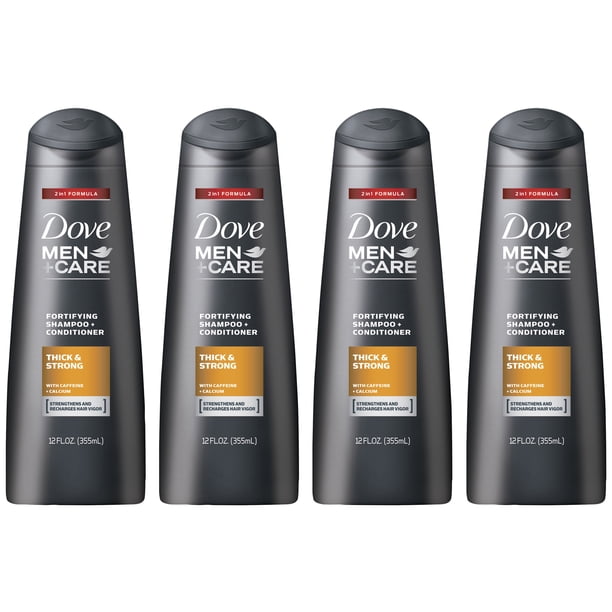 Dove Men+Care 2 in 1 Shampoo and Conditioner Thick and Strong 12 oz, 4 ...