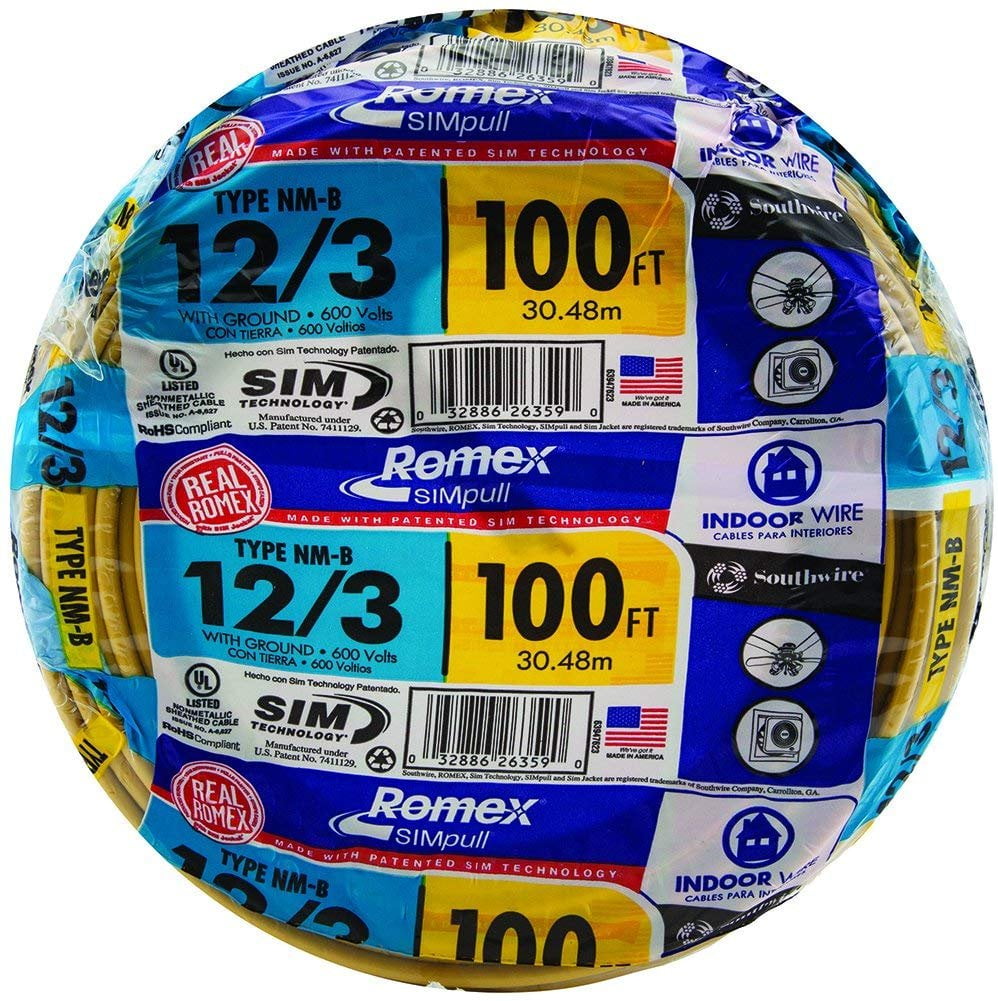 Buy Southwire 63947628 100' 12/3 with ground Romex brand SIMpull ... Buy Southwire 63947628 100' 12/3 with ground Romex brand SIMpull ...