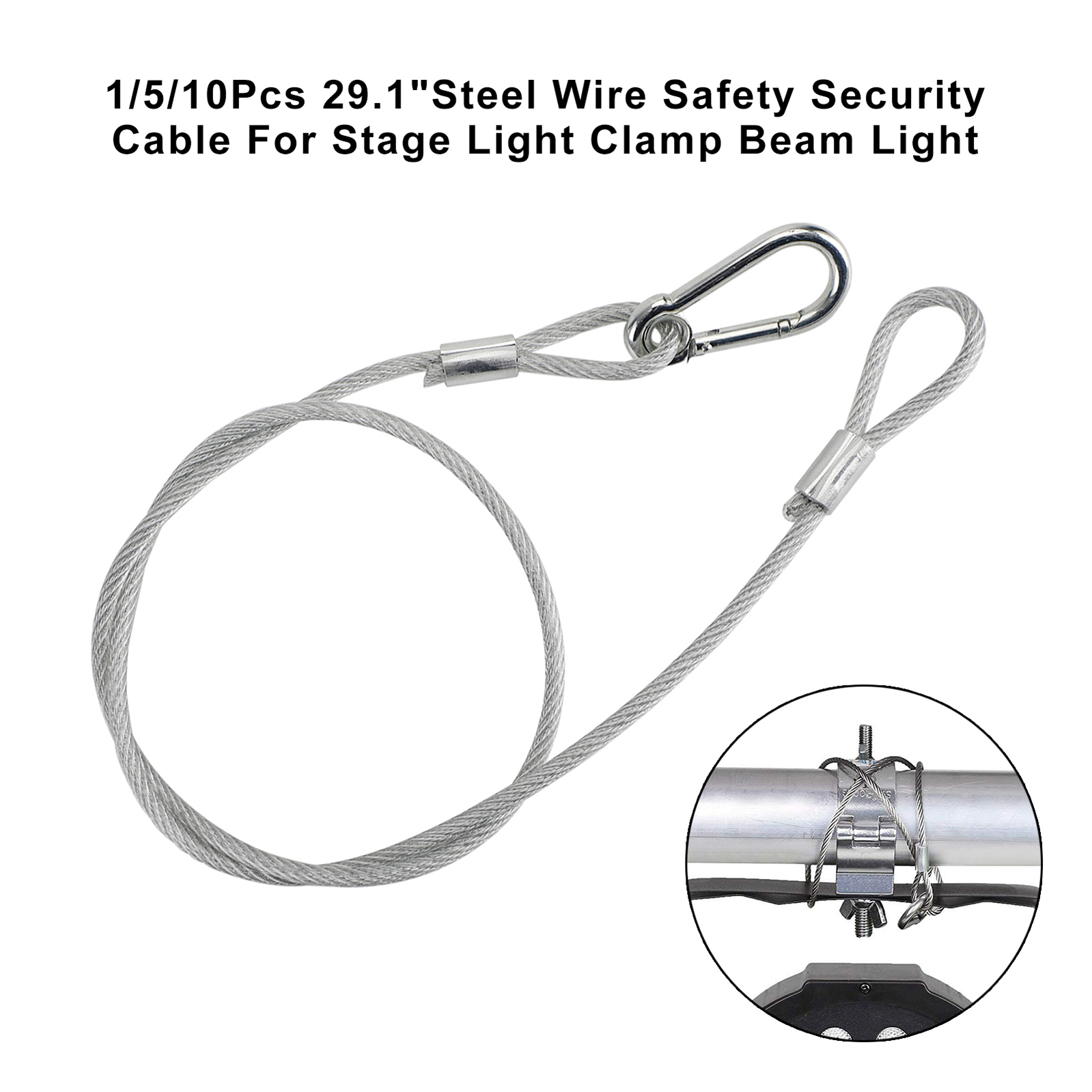 1/5/10Pcs 29.1"Steel Wire Safety Security Cable For Stage Light Clamp ...