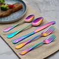 GoGeiLi Rainbow Silverware Set for 6, 30-Piece Stainless Steel Flatware ...