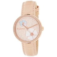 Michael Kors Women's 39mm Black Leather Band Steel Case Quartz Rose ...