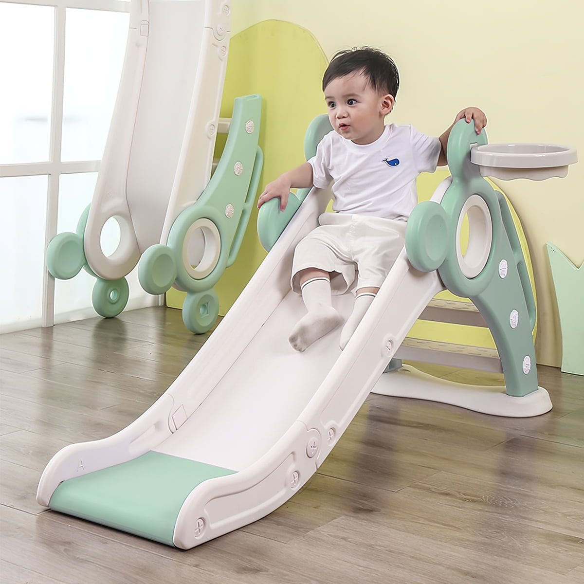 3 in 1 Slide for Kids, Outdoor Indoor Use Folding Slides with Stairs ...