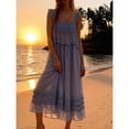 Blue Vintage Y2K Sheer Ruffled Tiered Maxi Slip Dress With Adjustable ...