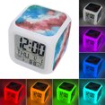 Alarm Clocks Pink Blue Dynamic Clouds Digital Clock 7 Color LED Night ...